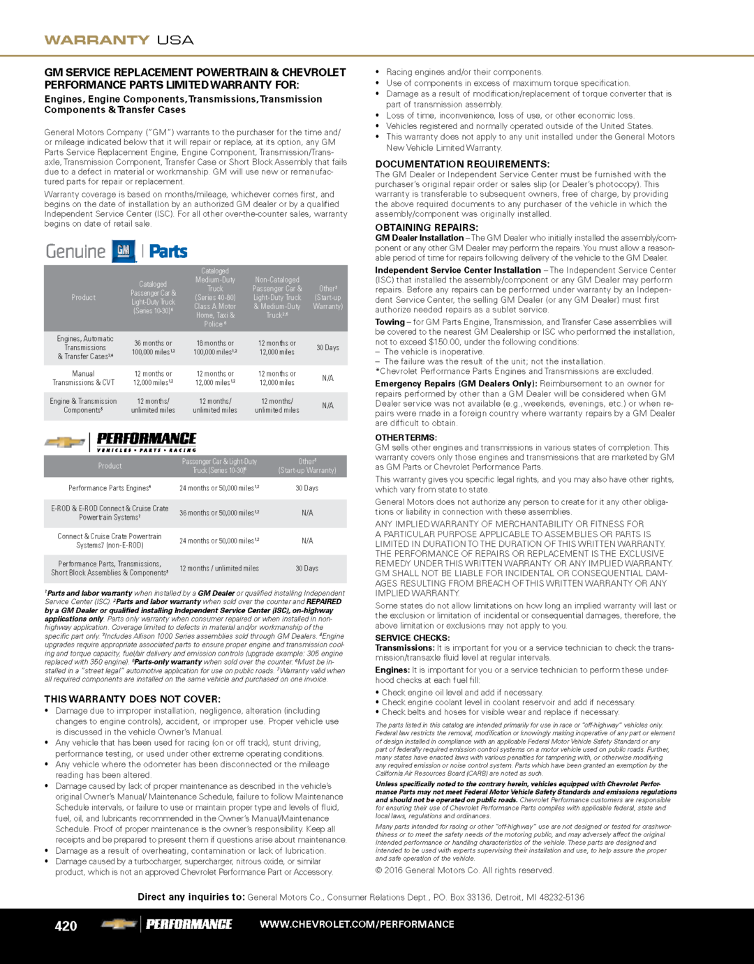 Warranty Statements | FBParts